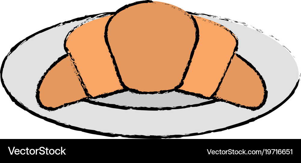 Dish with delicious croissant bread icon Vector Image