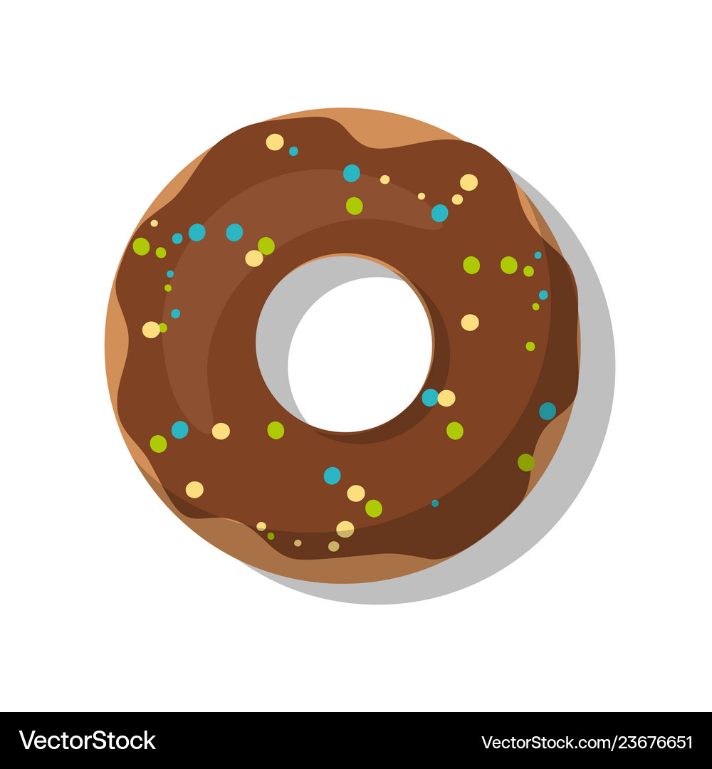 Donut with chocolate isolated on white Royalty Free Vector
