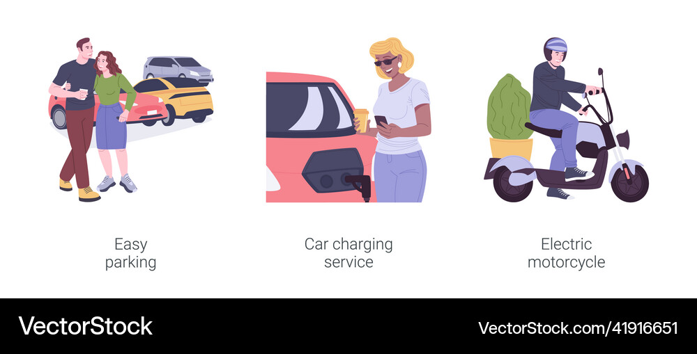 Electric car isolated cartoon Royalty Free Vector Image