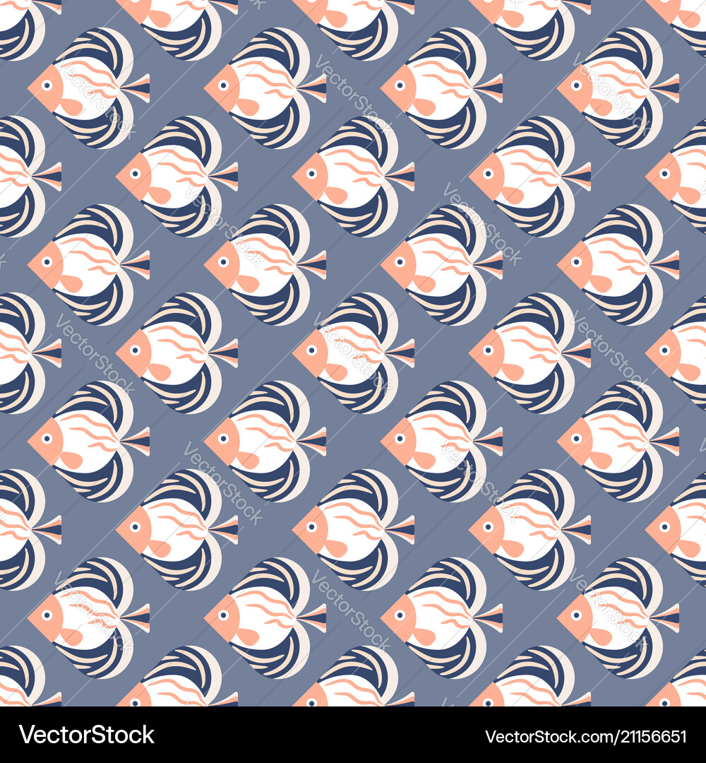 Fish pink and blue sea life seamless pattern Vector Image