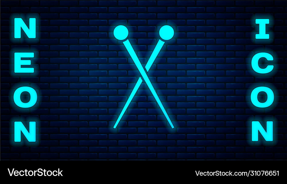 Glowing neon knitting needles icon isolated Vector Image