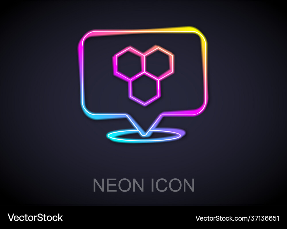 Glowing neon line honeycomb bee location map pin Vector Image