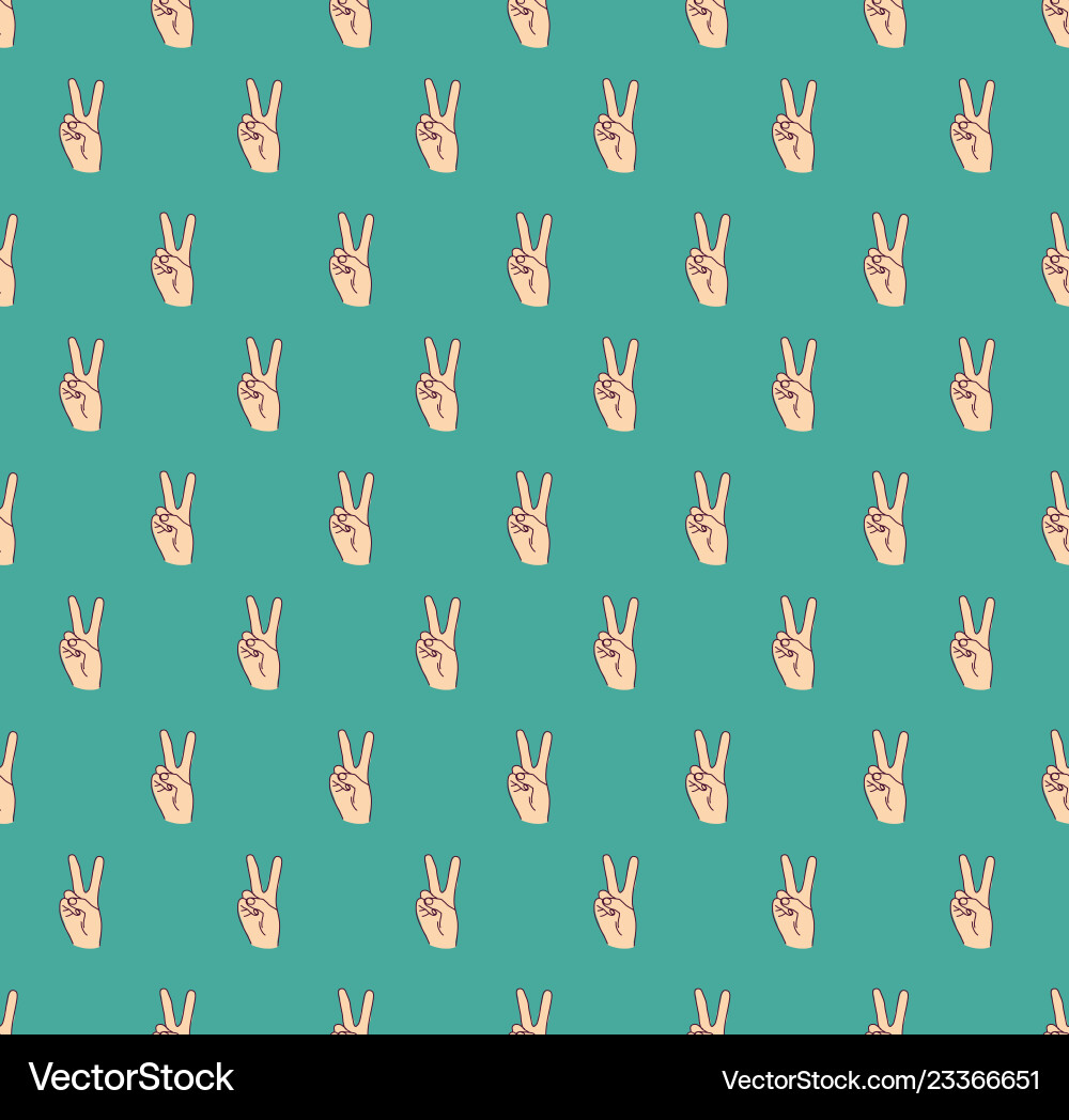 Hand victory gesture symbol finger seamless Vector Image