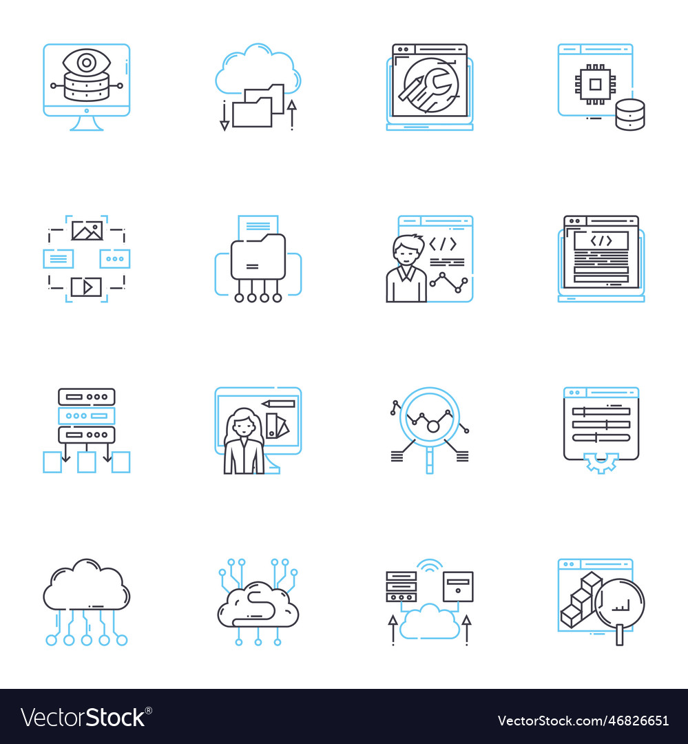 Machine intelligence linear icons set automation Vector Image Machine intelligence linear icons set automation Vector Image