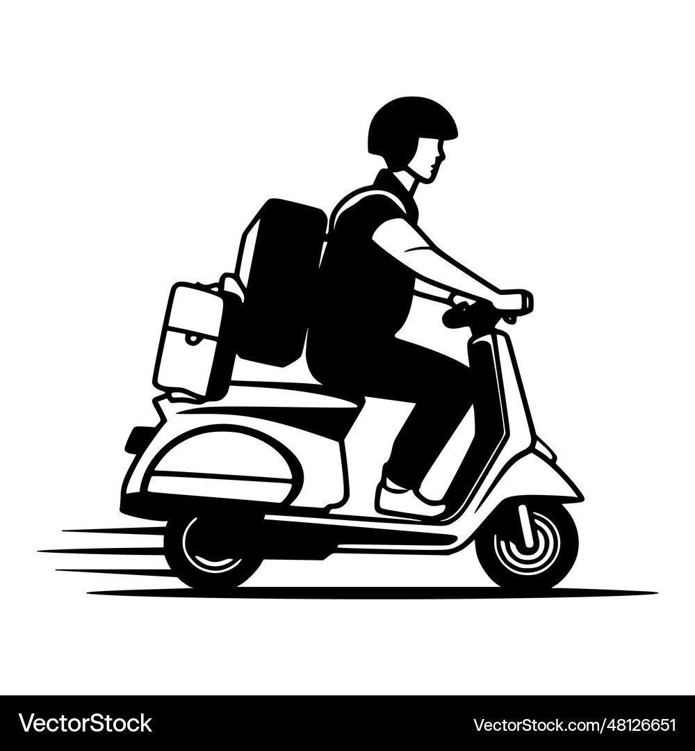 Man riding scooter delivery logo Royalty Free Vector Image