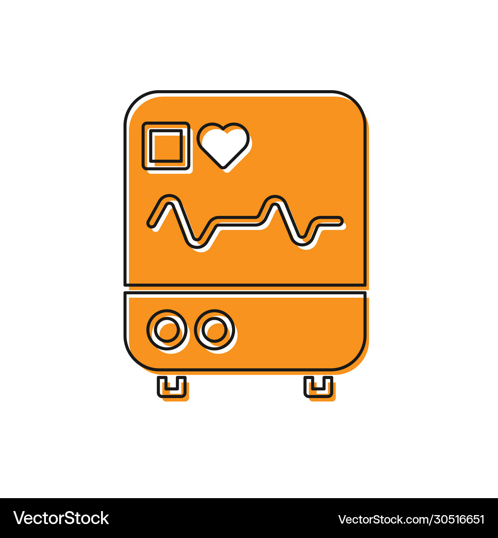 Orange computer monitor with cardiogram icon Vector Image