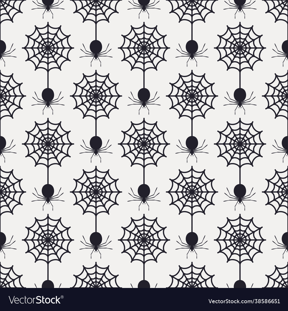 Seamless pattern with web and spiders Royalty Free Vector