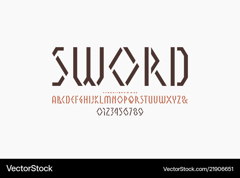 Stencil-plate geometric sans serif font Royalty Free Vector