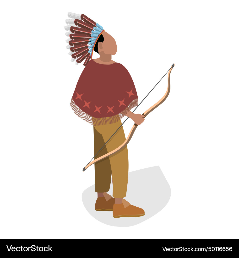 3d isometric flat set of indigenous people Vector Image