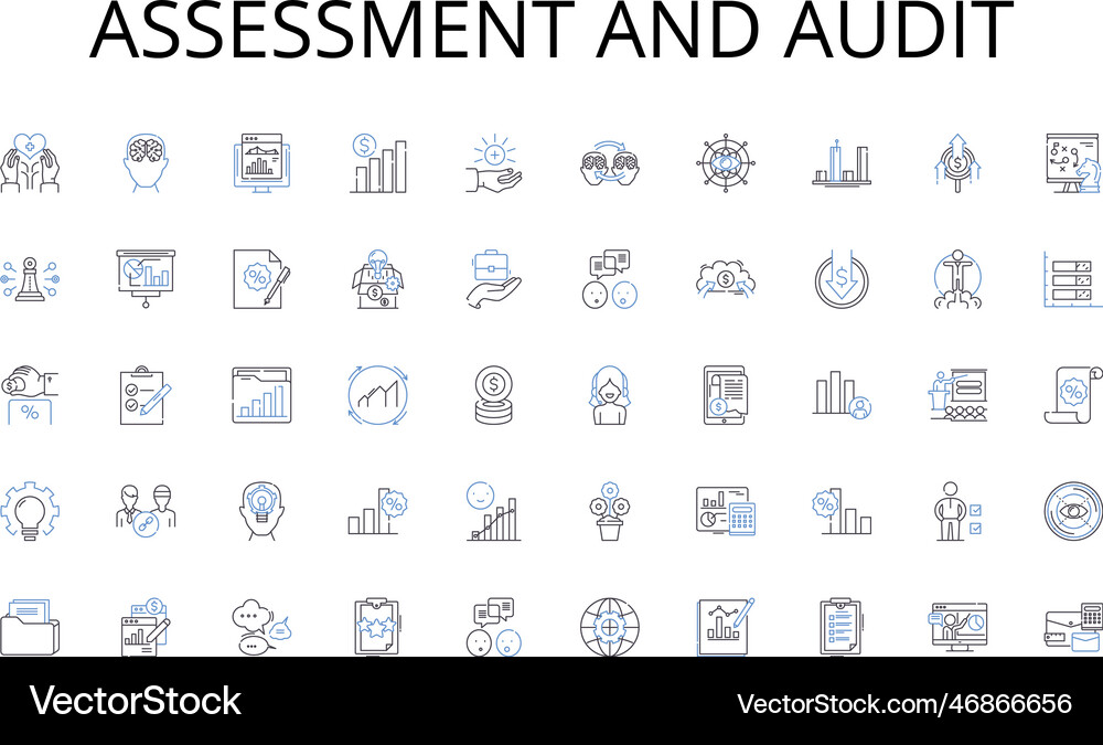 Assessment and audit line icons collection Vector Image