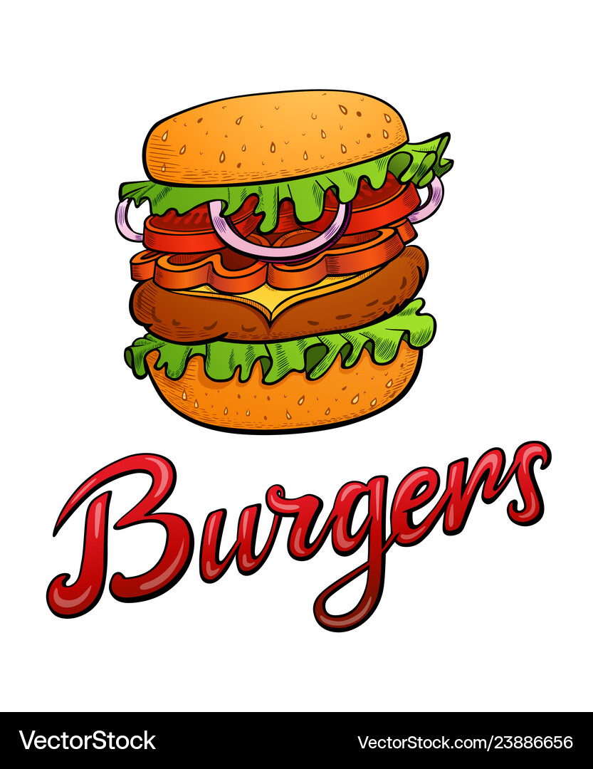 Burgers lettering Royalty Free Vector Image - VectorStock