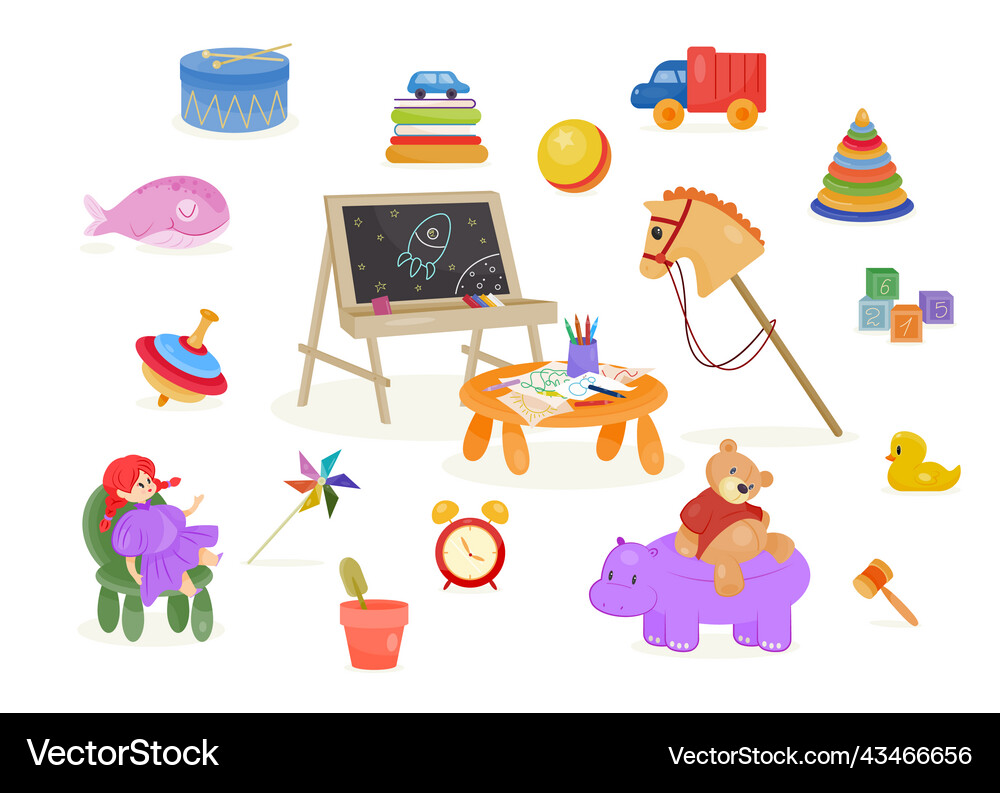 Cute baby toys set Royalty Free Vector Image - VectorStock