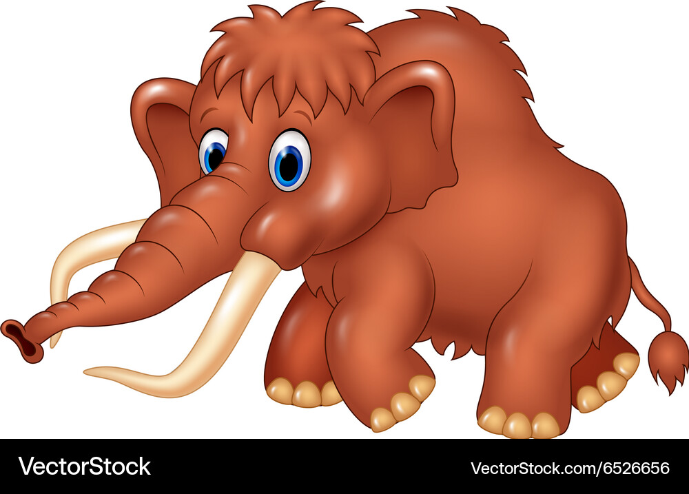 Cute mammoth cartoon isolated on white background Vector Image