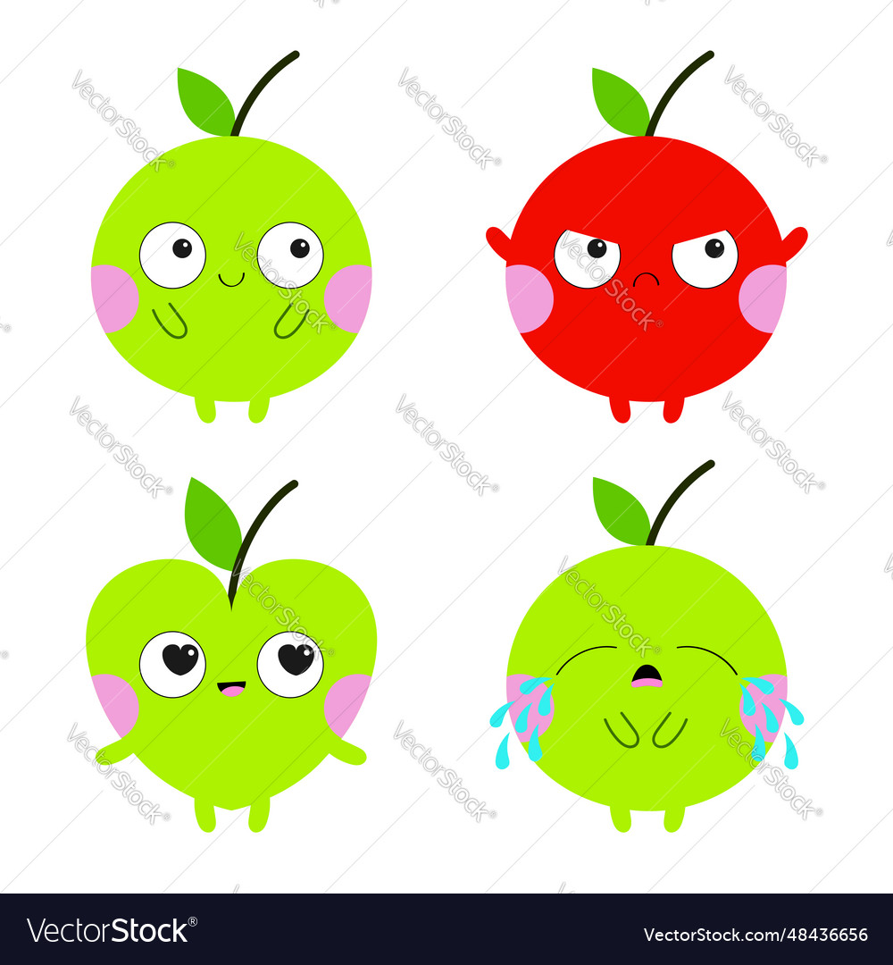 Emoji apple icon emoticon red green color cute Vector Image