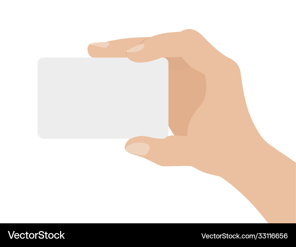 Hand holding white card isolated on white Vector Image