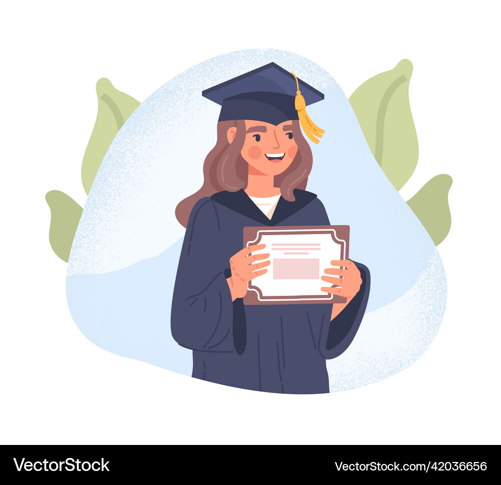 Happy graduated girl Royalty Free Vector Image