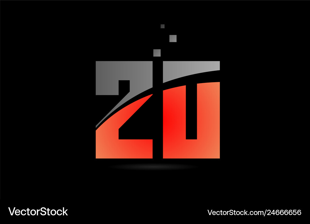 Modern Number 20 Logo - Orange & Grey Vector Image