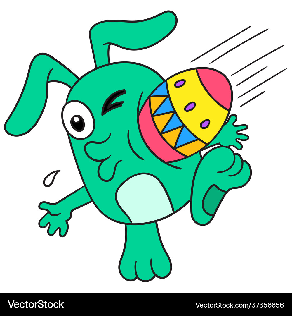 Monster get hit falling easter egg doodle Vector Image