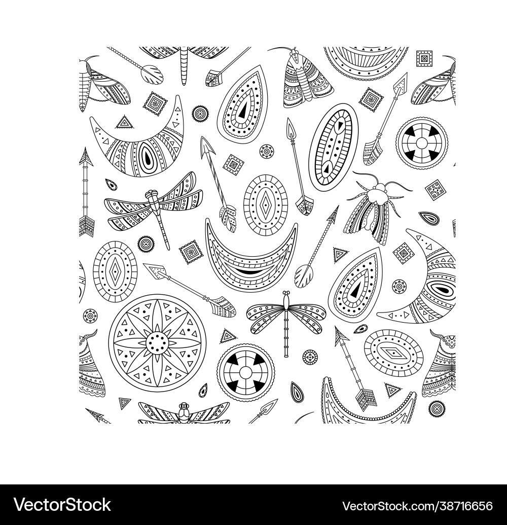 Seamless pattern with boho bohemian background Vector Image