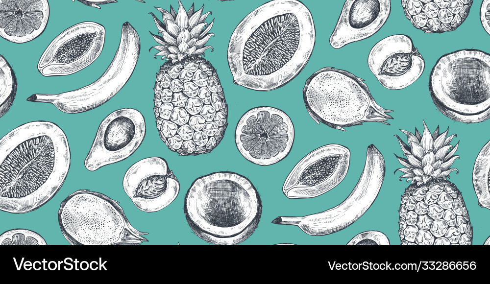 Seamless pattern with hand drawn fruits Royalty Free Vector