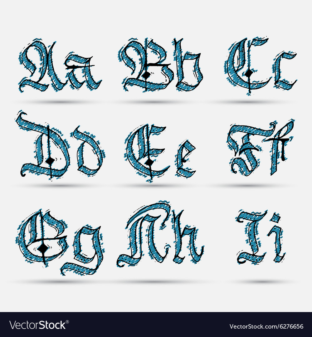 Set gothic abc Royalty Free Vector Image - VectorStock