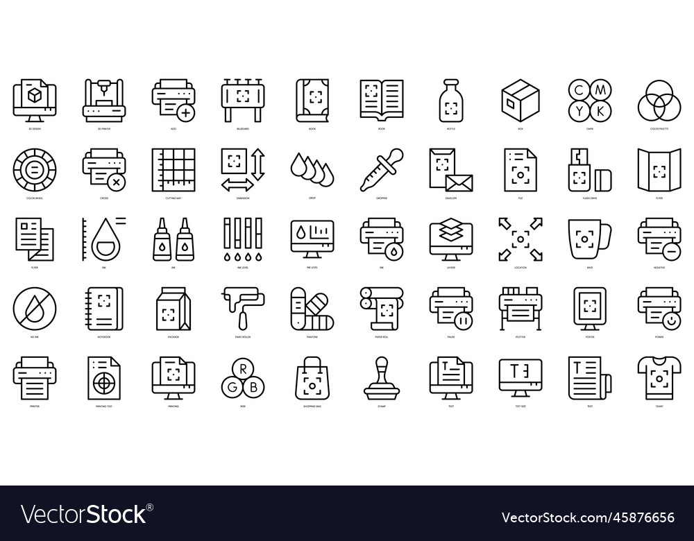 Set of thin line printing icons Royalty Free Vector Image