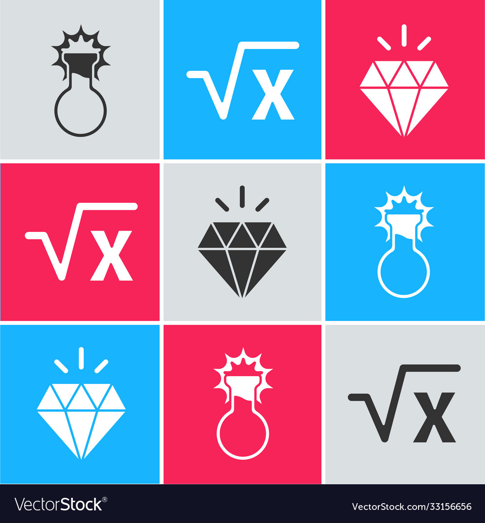 Set test tube and flask square root x glyph Vector Image Set test tube and flask square root x glyph Vector Image