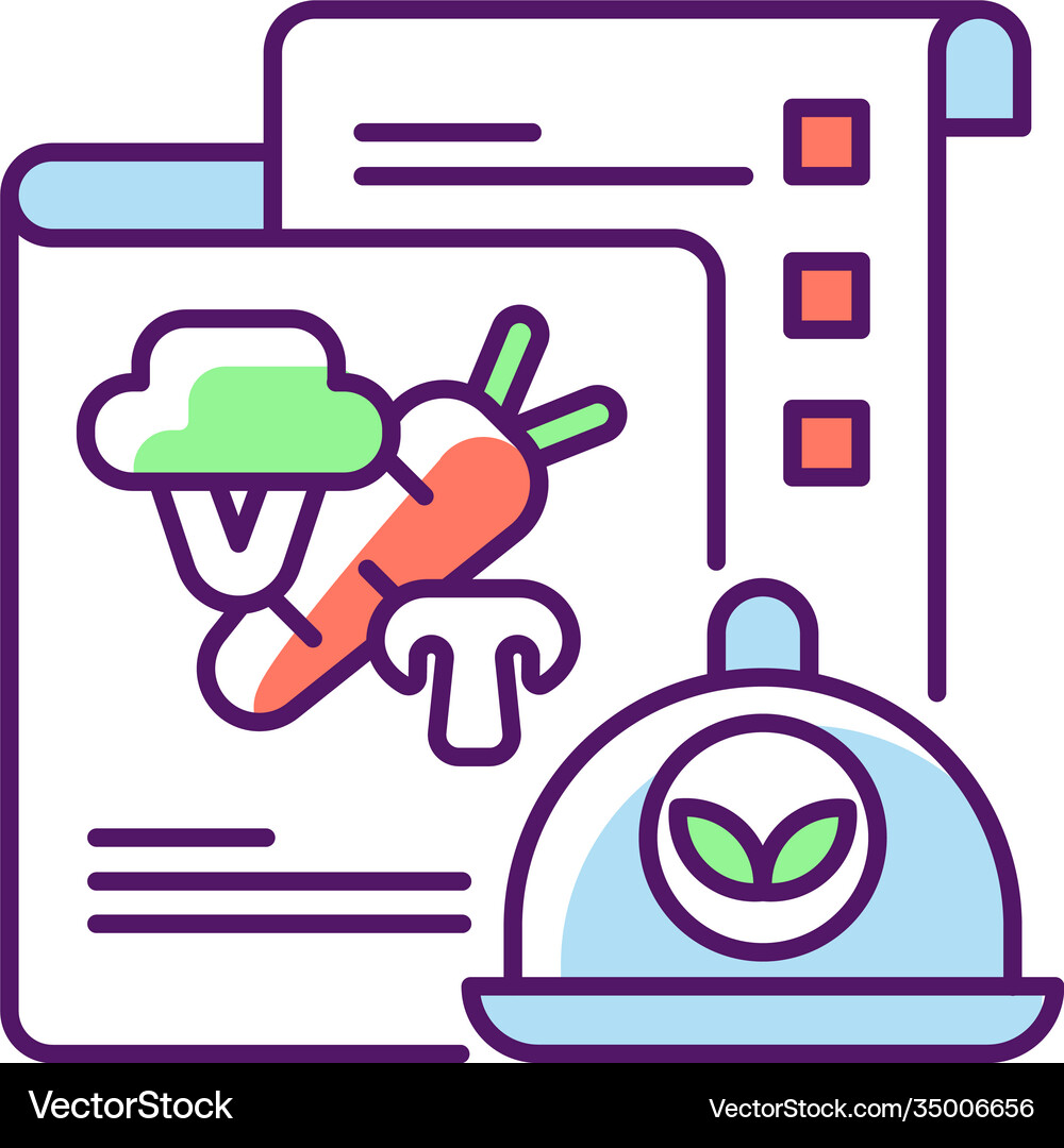 Vegan menu rgb color icon Royalty Free Vector Image