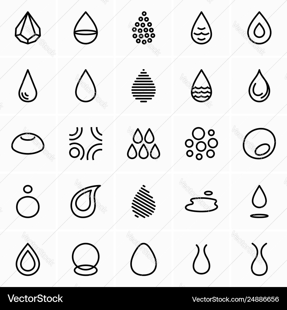 Waterdrop symbols and icons Royalty Free Vector Image