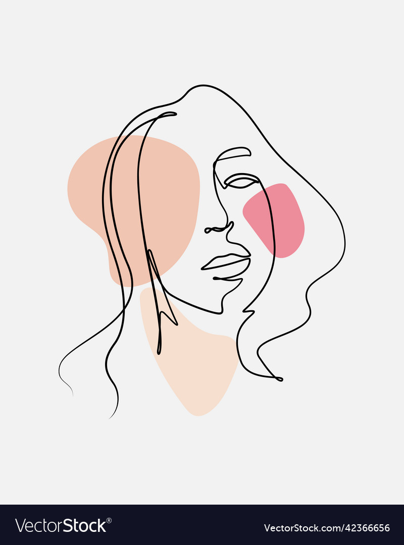 Woman Face One Line Drawing Royalty Free Vector Image