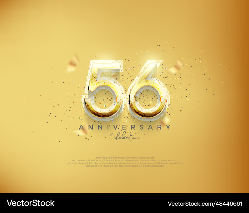 56th anniversary number luxury gold background Vector Image