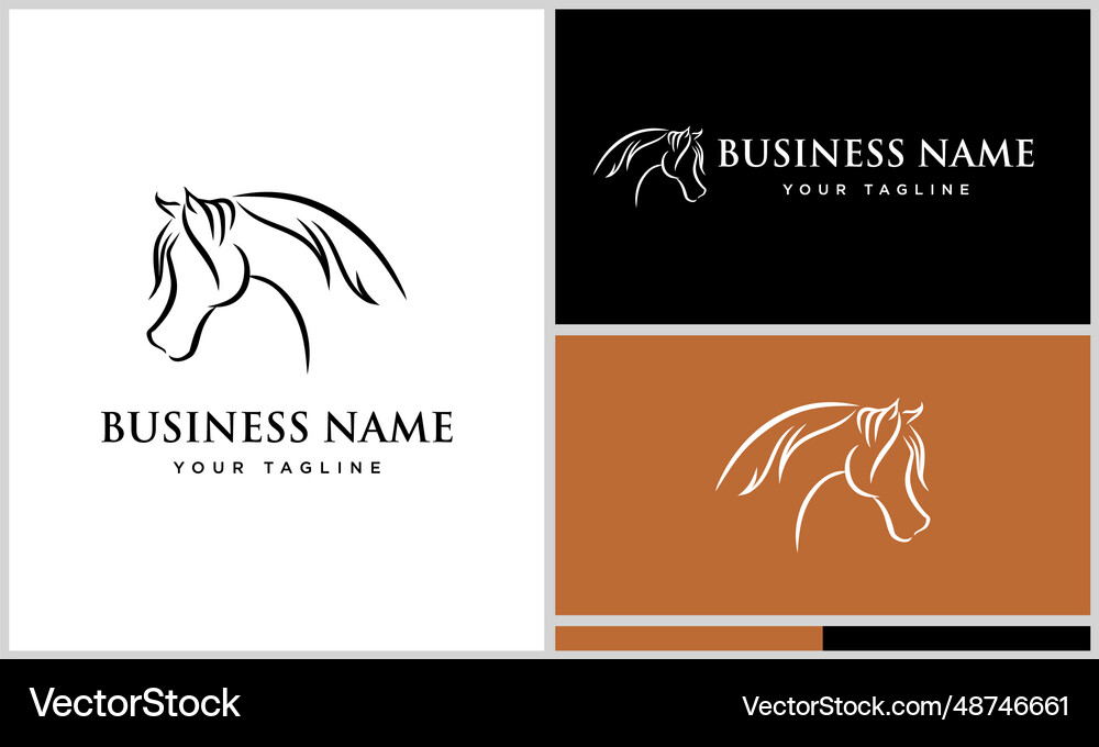 Arabian horse line logo template Royalty Free Vector Image