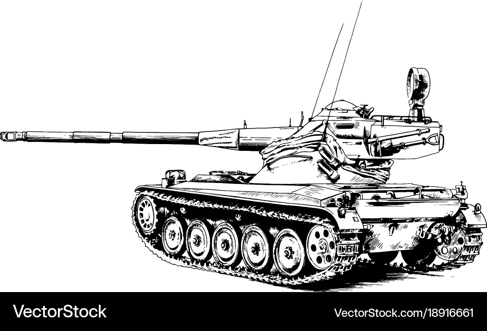 Armoured heavy tank with a powerful gun Royalty Free Vector
