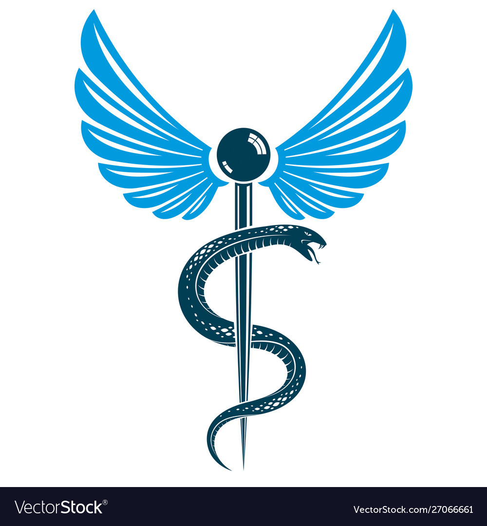 Caduceus symbol made using bird wings Royalty Free Vector Caduceus symbol made using bird wings Royalty Free Vector