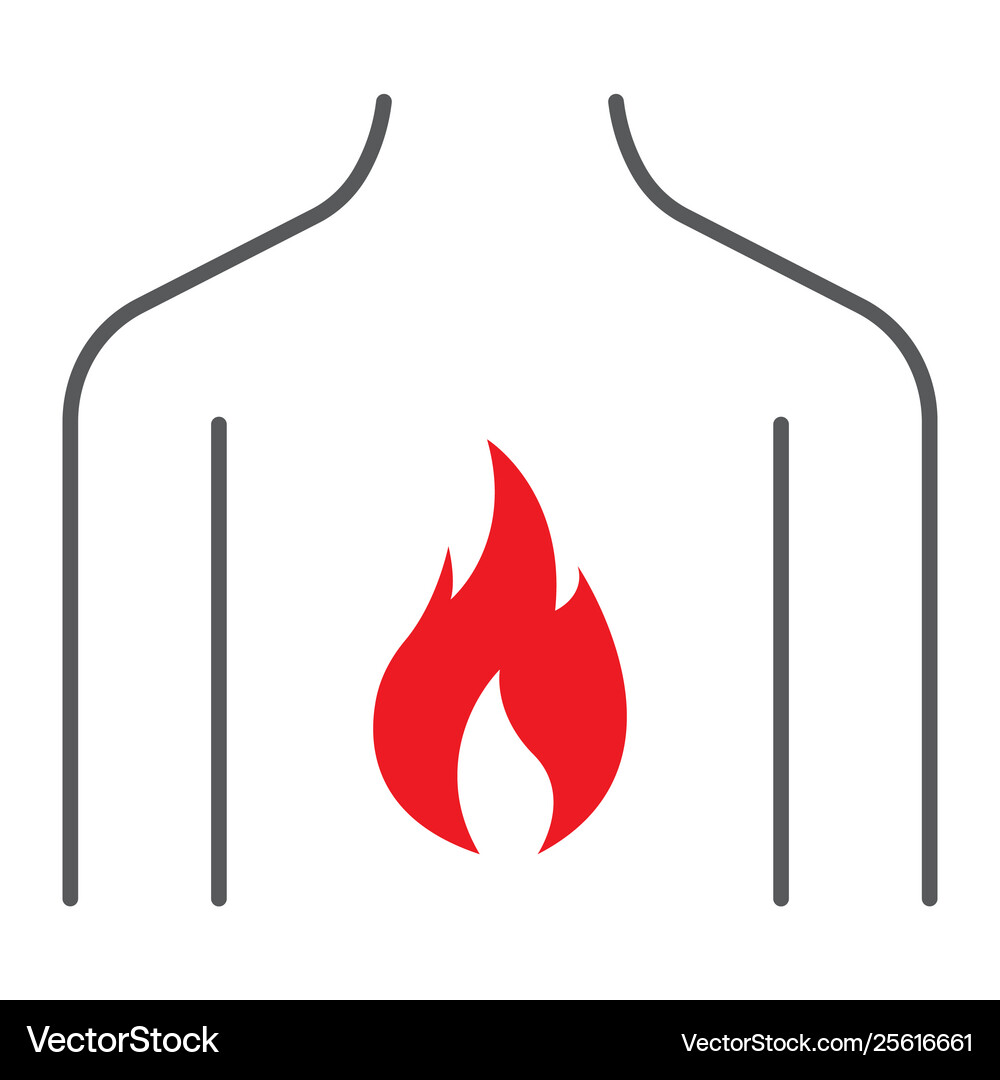 Chest pain thin line icon body Royalty Free Vector Image