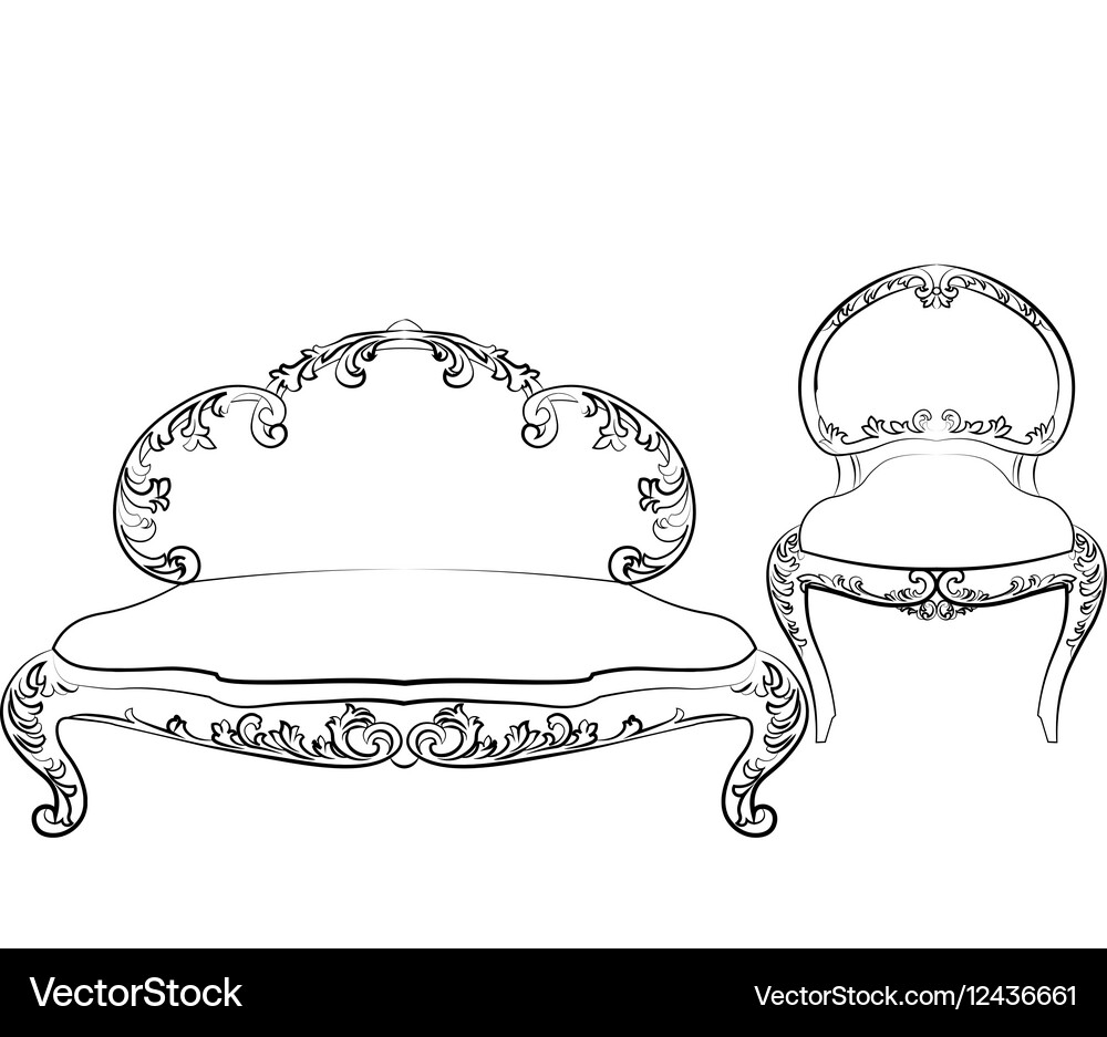 Classic royal armchair and sofa set Royalty Free Vector