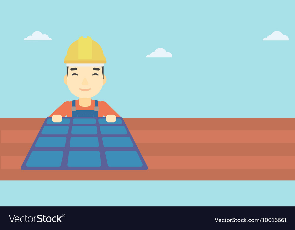 Constructor with solar panel Royalty Free Vector Image