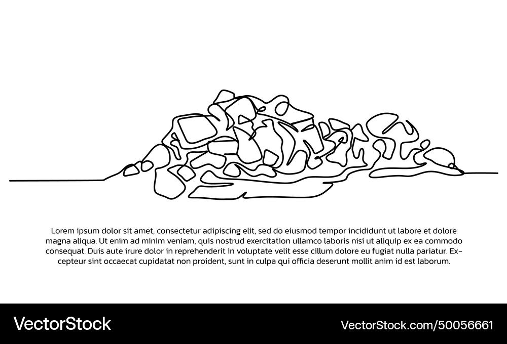 Continuous line design of piles garbage Royalty Free Vector