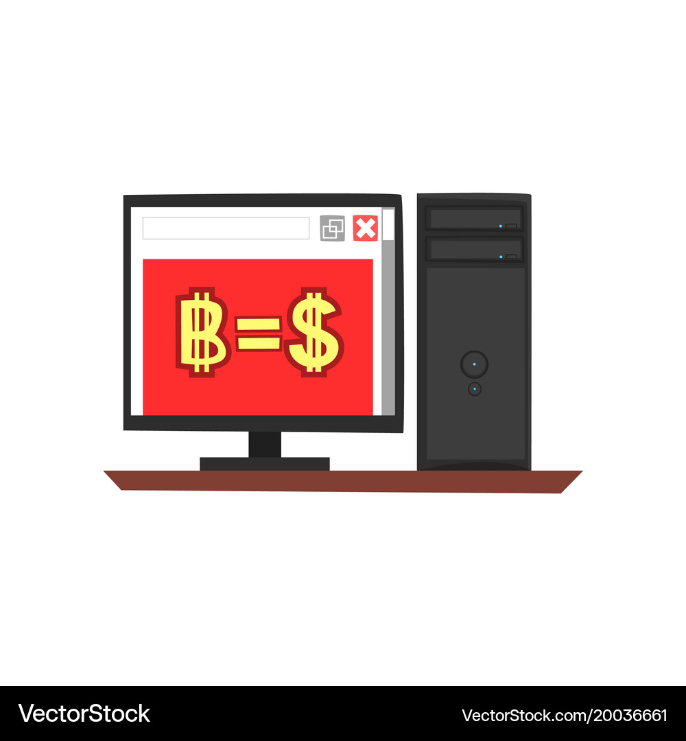 Dollar is bitcoin computer with money symbols Vector Image
