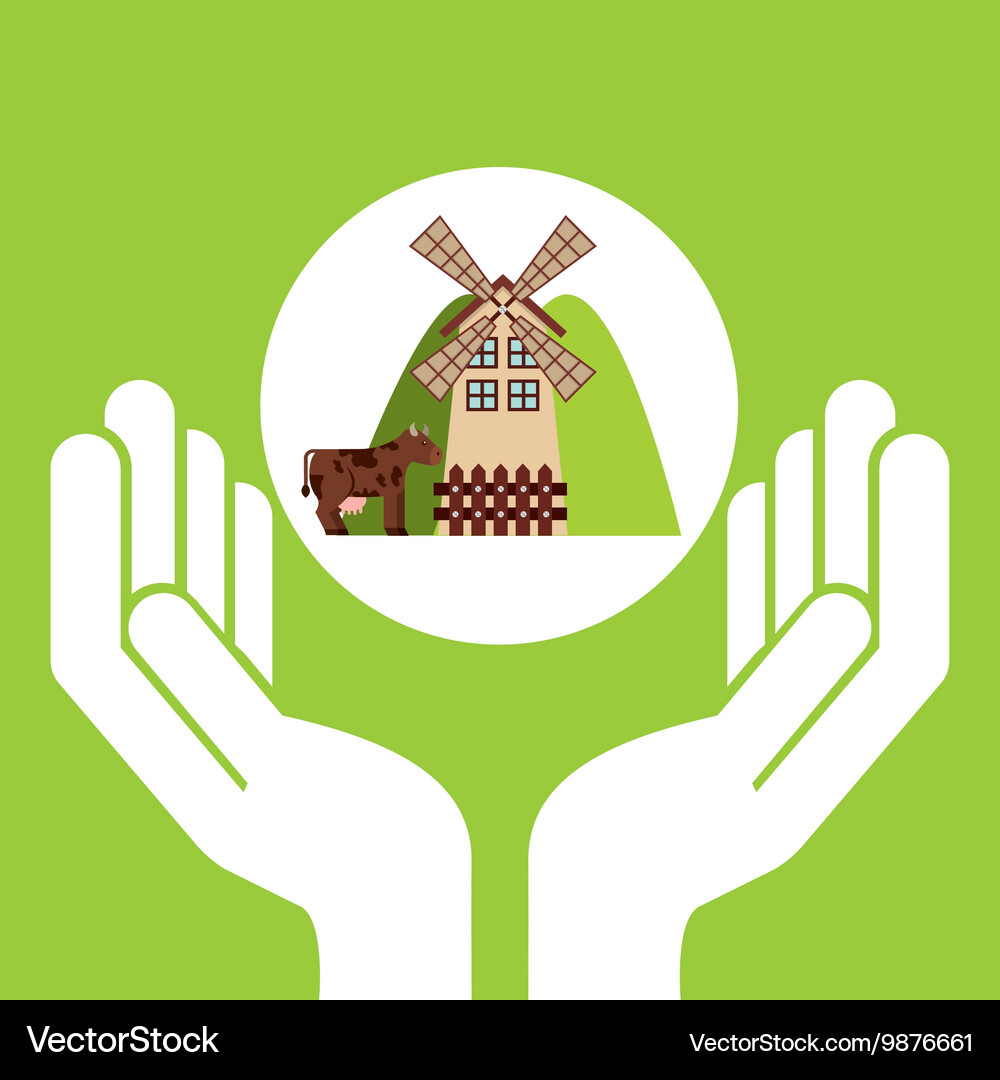 Farm countryside hand holding design Royalty Free Vector