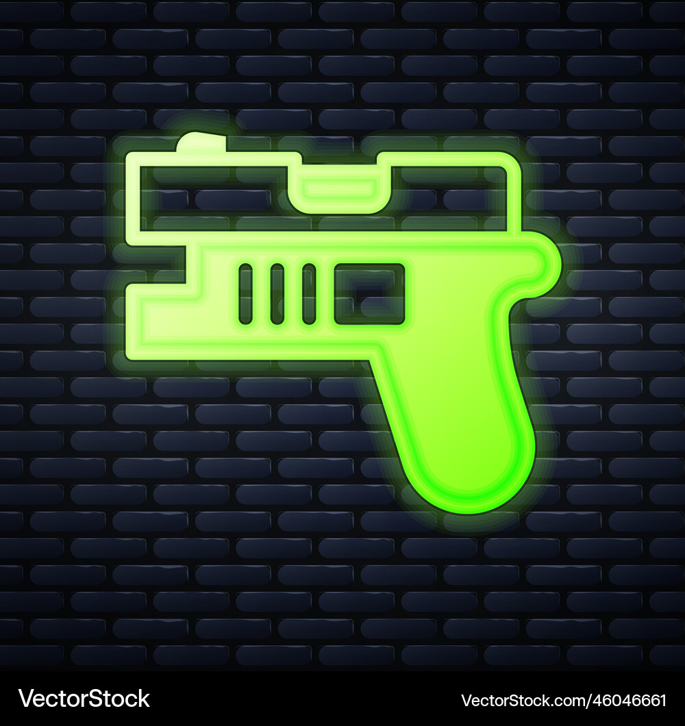 Glowing neon futuristic space gun blaster icon Vector Image
