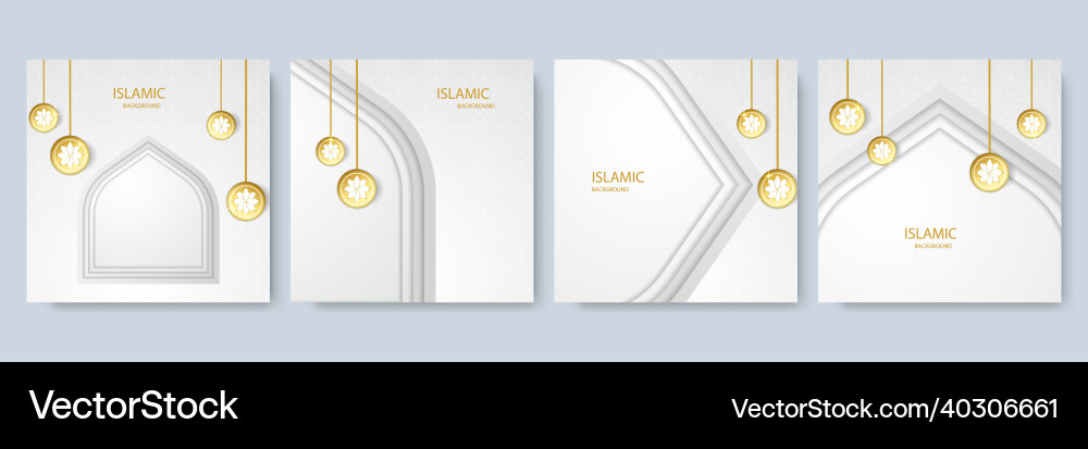 Gold white islamic abstract background luxury Vector Image