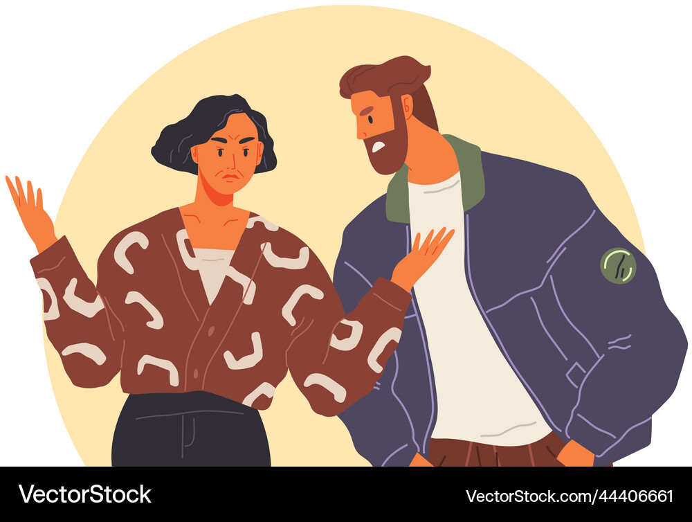 Husband and wife shouting blaming each other Vector Image