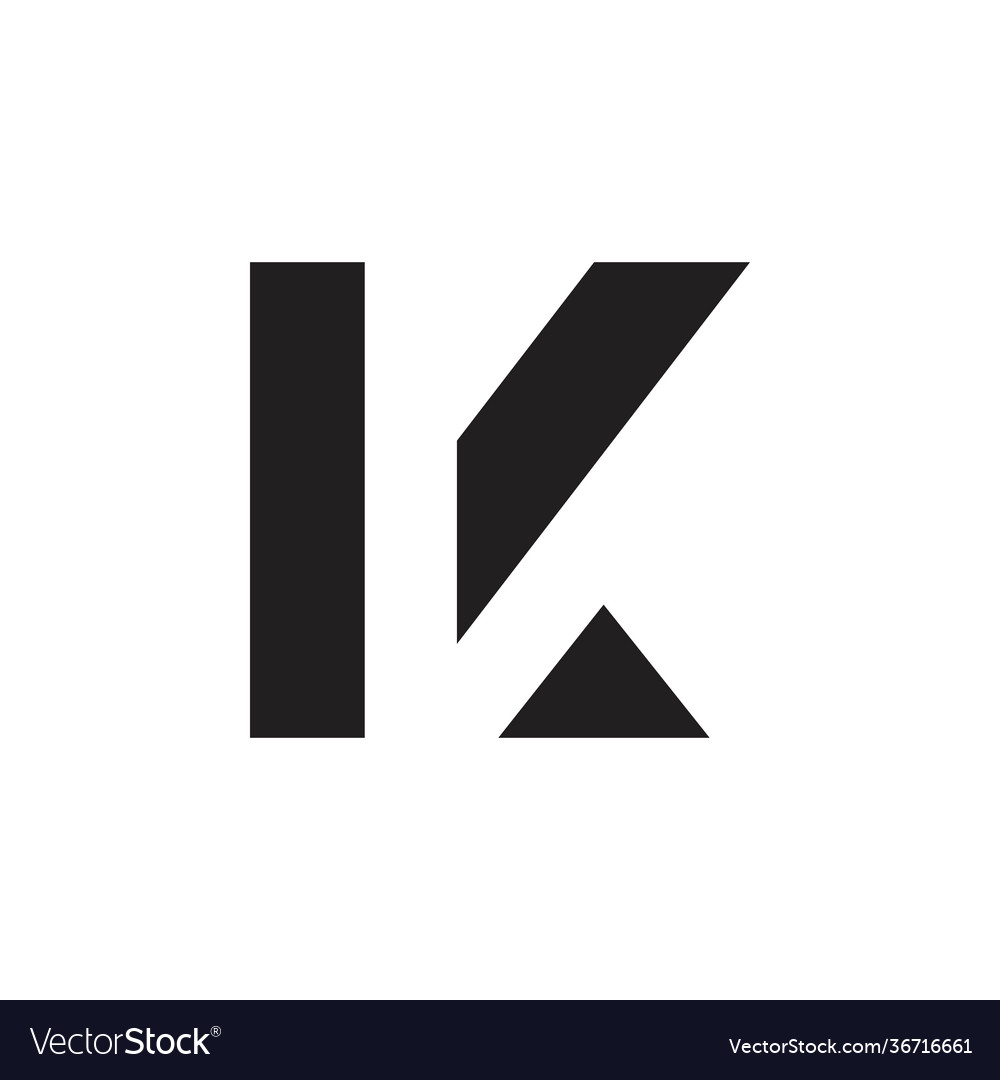 Letter k triangle geometric negative space logo Vector Image