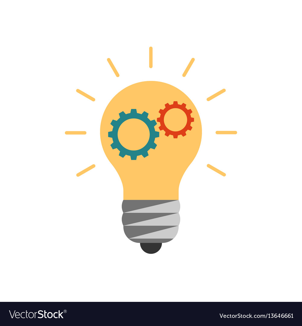 Lightbulb with cogs inside Royalty Free Vector Image