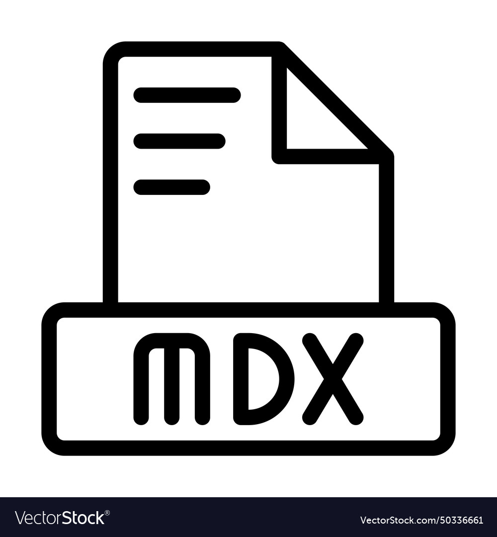 Mdx File Icon Outline Extension Icons Royalty Free Vector