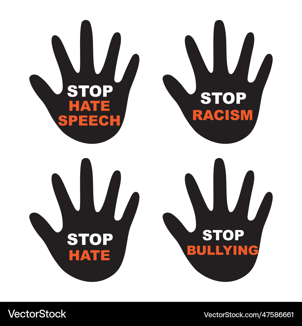 No hate speech racism bullying with hand Vector Image