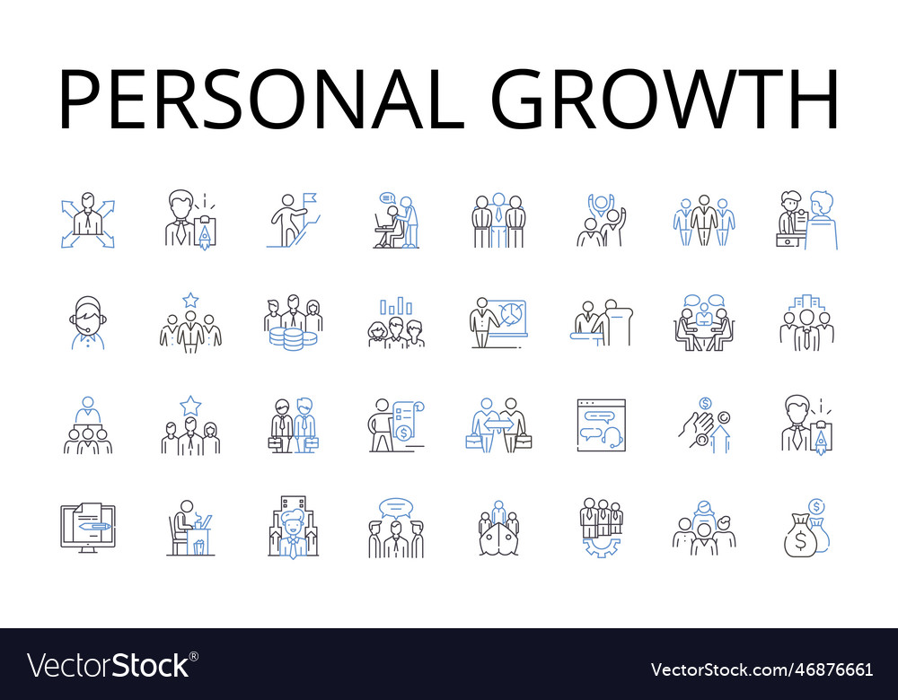 Personal growth line icons collection self Vector Image Personal growth line icons collection self Vector Image