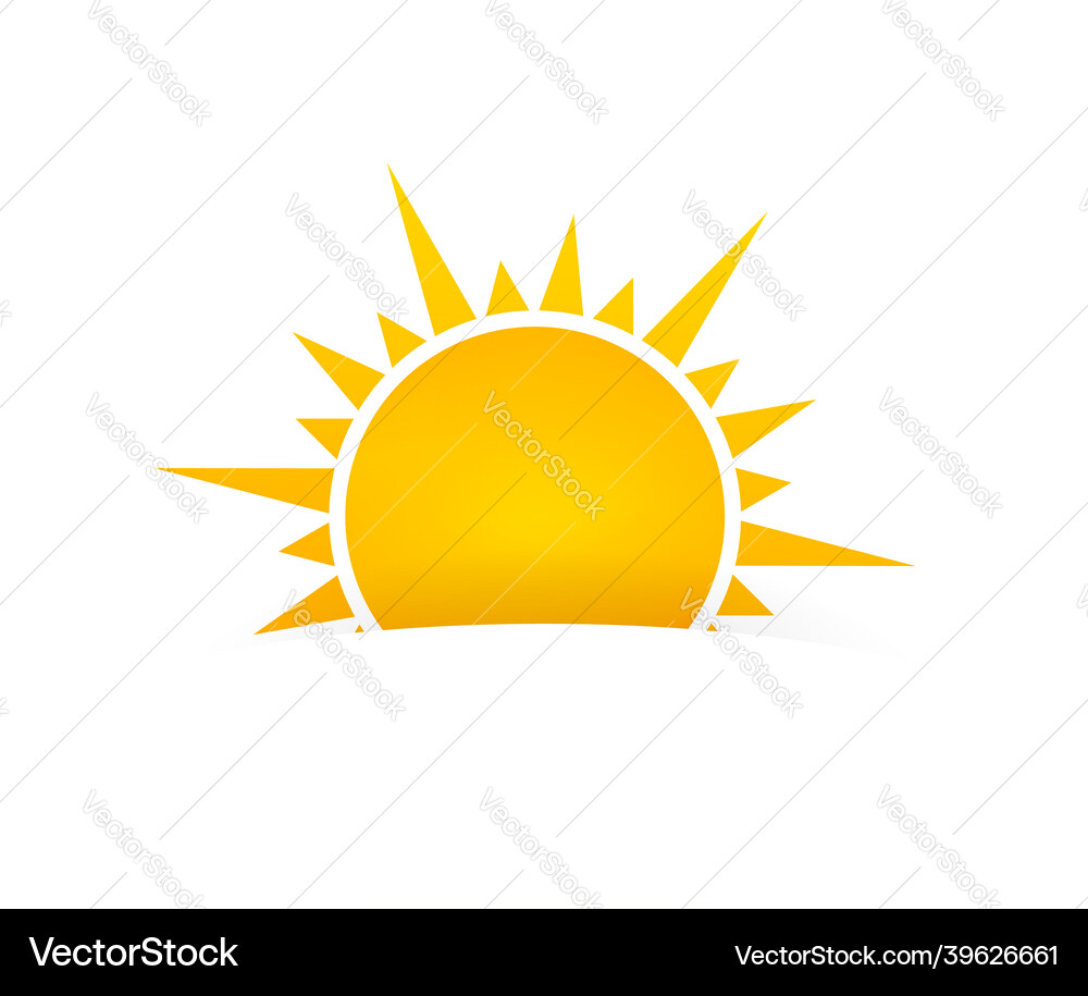 Realistic sun icon for weather design on white Vector Image