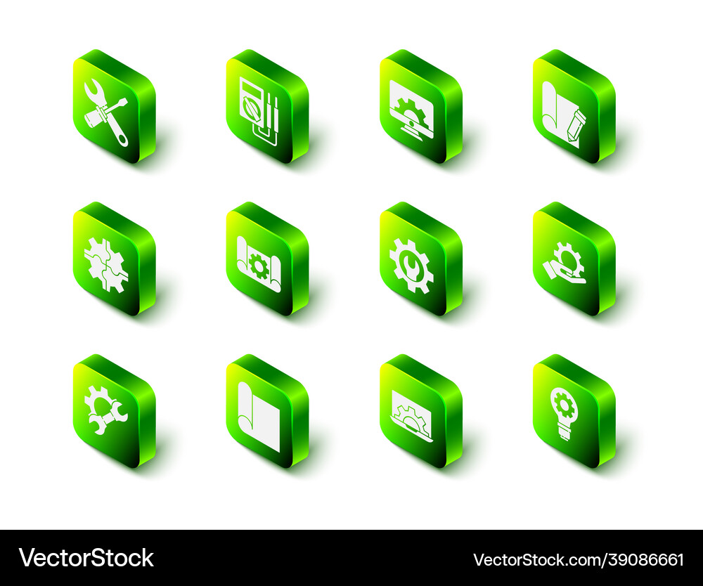 Set multimeter computer monitor and gear Vector Image